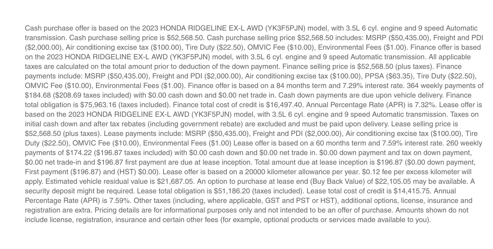 2023 Honda Ridgeline EX-L | Gore Motors Honda | Thunder Bay